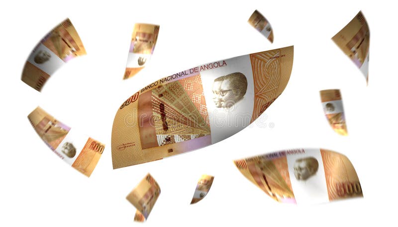 3D Render Set of Flying Angola 100 Kwanza Money Banknote Stock ...