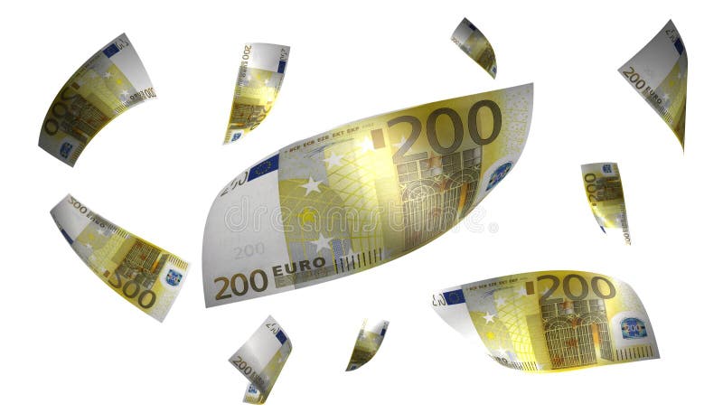 3D Render Set of Flying Euro Money Banknote Stock Illustration ...