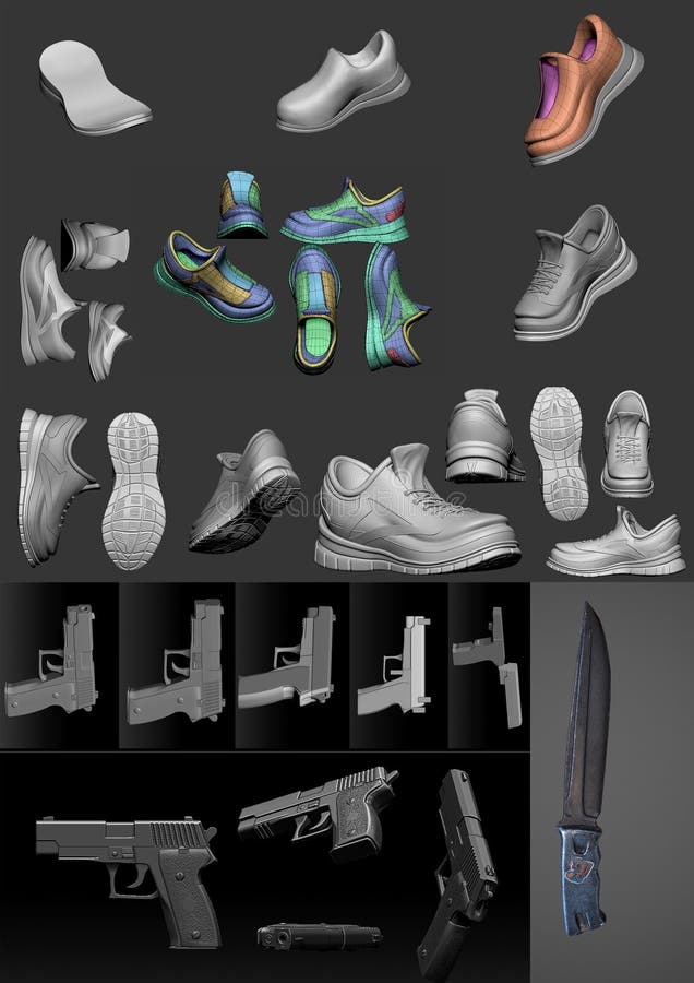 3d render set of 3d models stock illustration. Illustration of area ...