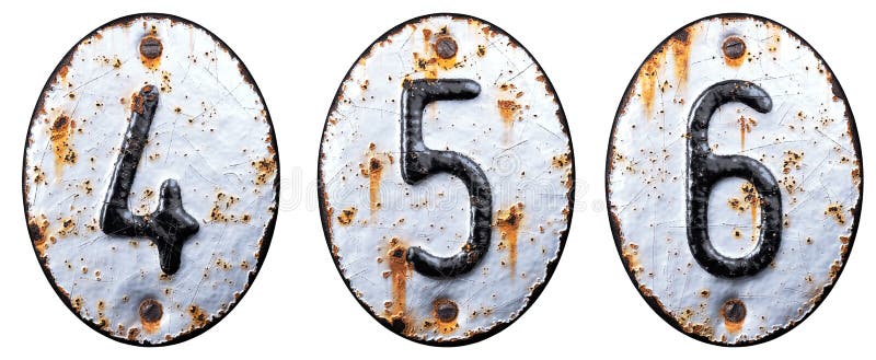 3D Render Set of Numbers 4, 5, 6 Made of Forged Metal on the Background ...