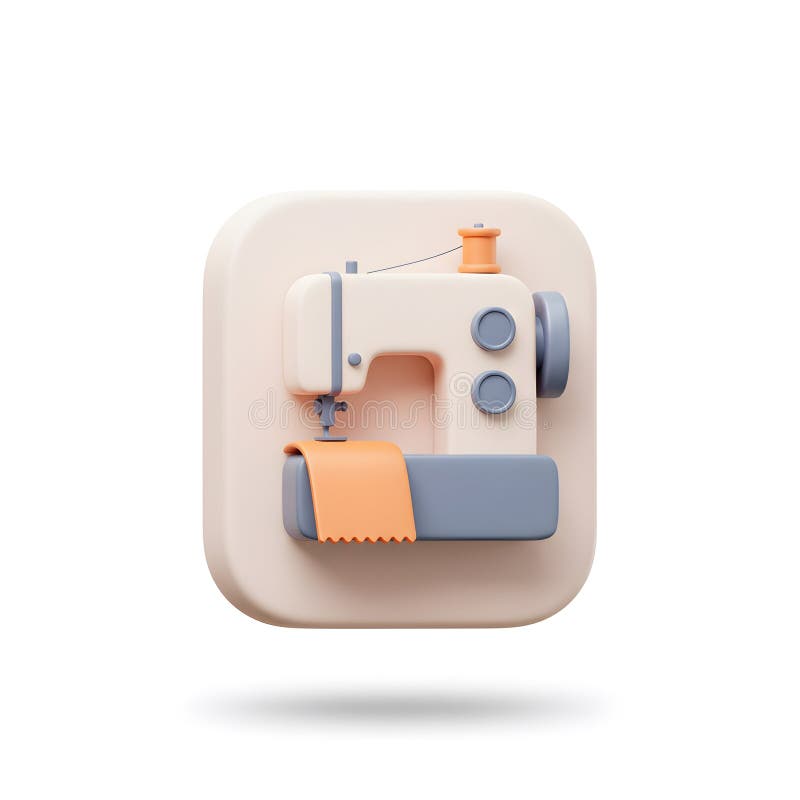 3D Render of a Sewing Machine Icon App Design Pastel Colors Sewing ...