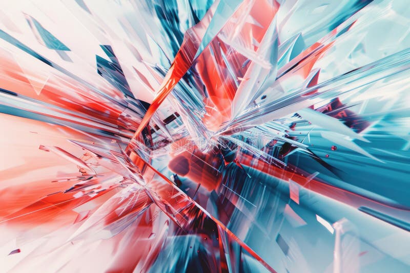3D Render of Sharp Glass Shards in Blue and Red Hues AIG51A Stock ...