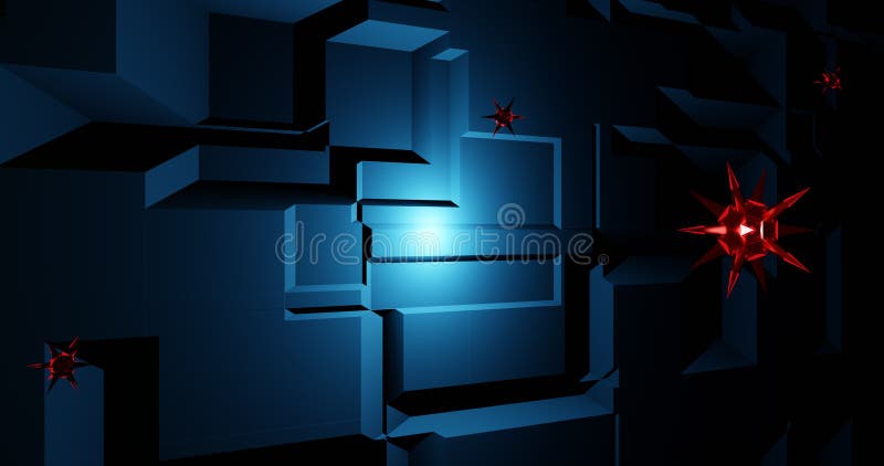 Render with Sharp Red Viruses Attacking Cyber Blue Wall Stock ...