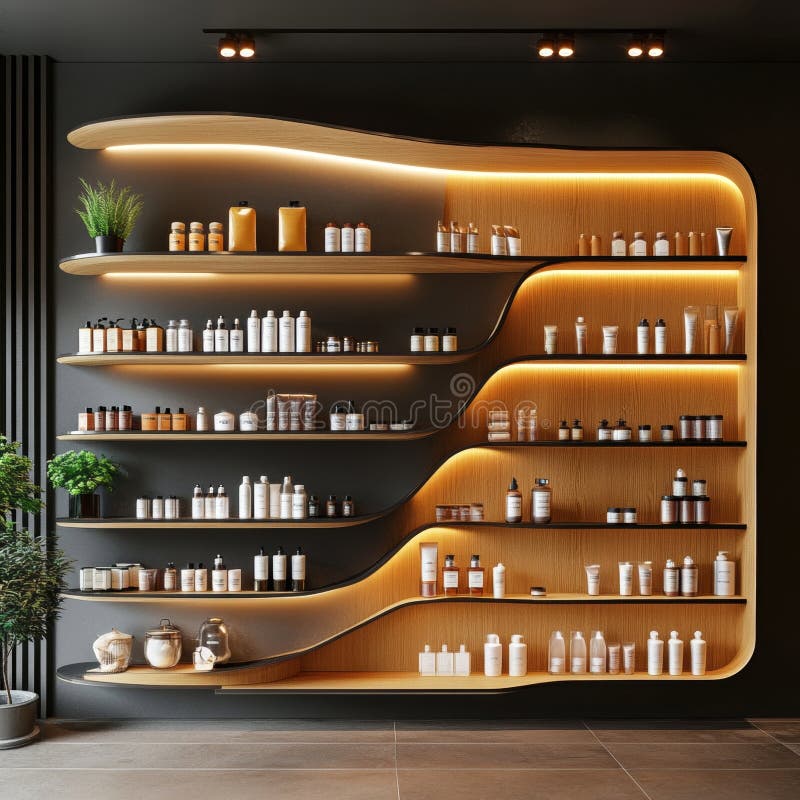 3d Render of a Shelf with Cosmetics in a Modern Interior. Stock ...