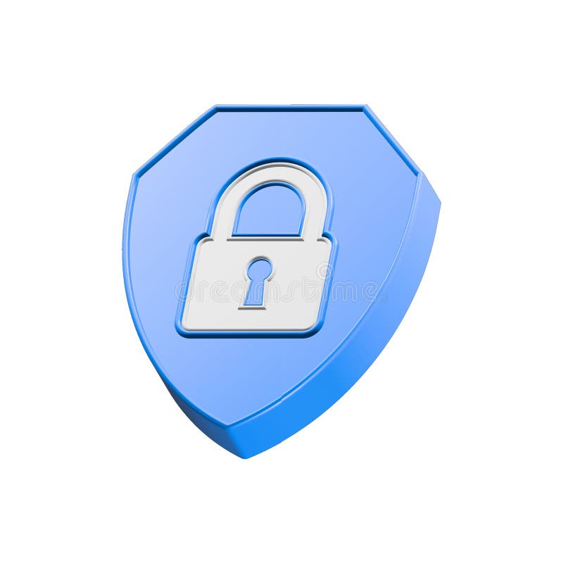 Shield Icon, 3d Render Safe Lock Security Stock Illustration ...