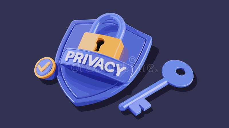3d Render Shield with Padlock and Tick Sign. Concept of Privacy, Good ...