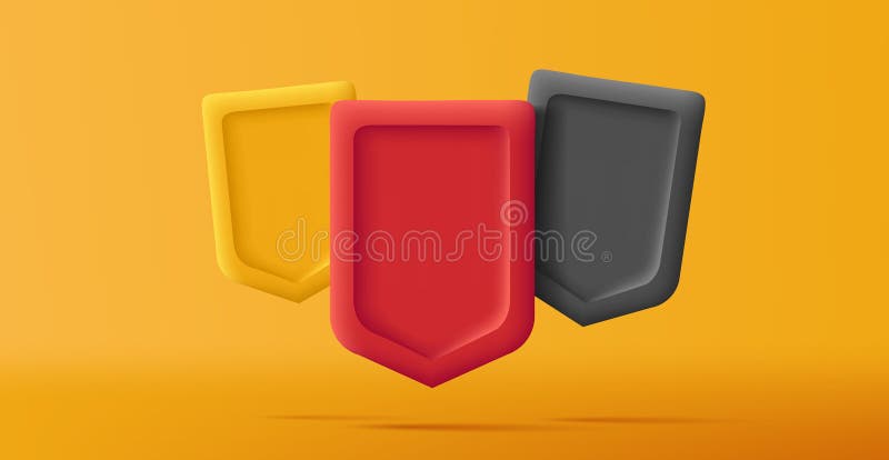 3d Render Shields Composition, Empty Volume Three Shapes Stock Vector ...