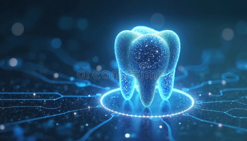 3D Render of Shining Tooth Icon on Digital Background. AI Generative ...