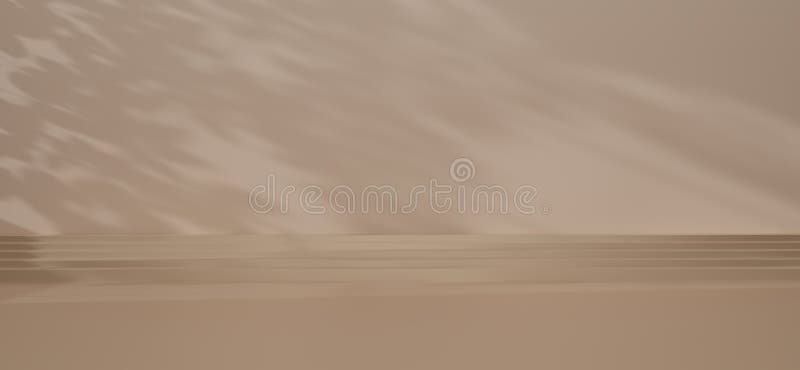 3D Render Shiny Beige Pedestal with Light and Shadow on Beige Studio ...