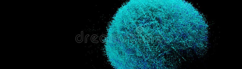 3d Render of Shiny Blue Particles Flowing Away from Cloud Stock ...