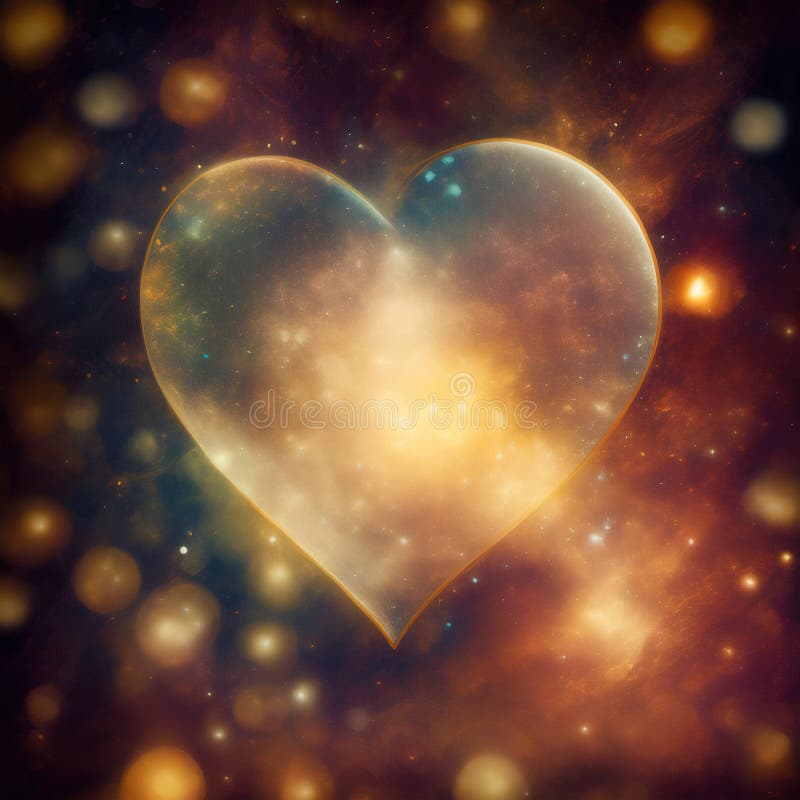 Generative AI: 3D Render, Shiny Glittery Heart Shape on Bokeh ...