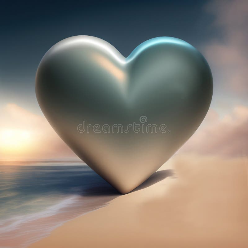 Generative AI: 3D Render, Shiny Glittery Heart Shape on Bokeh ...