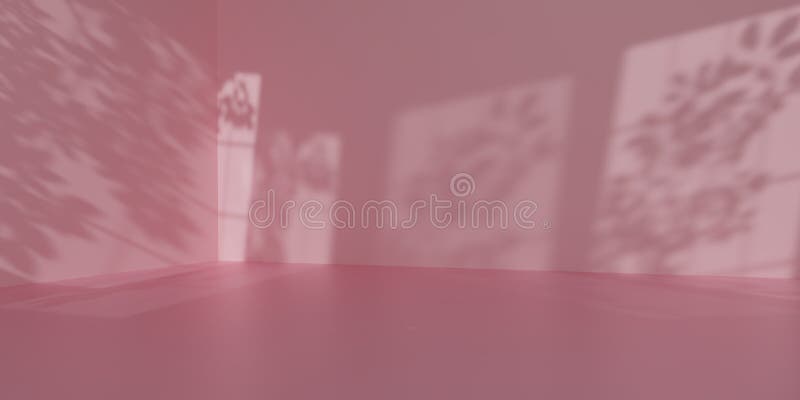 3D Render Shiny Pink Empty Room with Light and Shadow on Studio ...