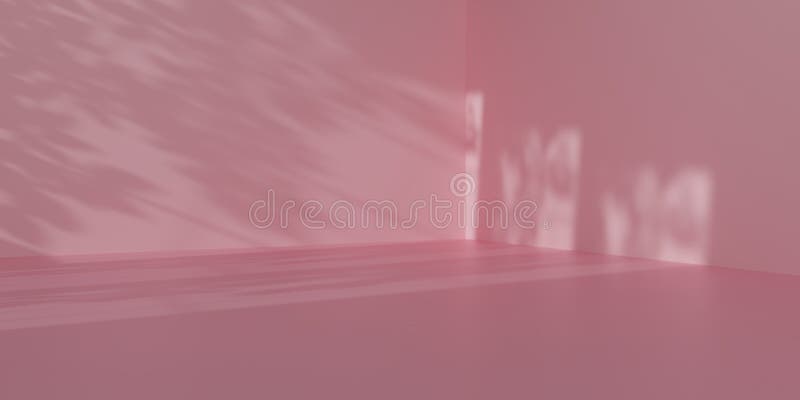 3D Render Shiny Pink Empty Room with Light and Shadow on Studio ...