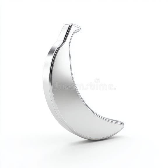 3D Render of a Shiny Silver Banana on White Background Stock ...