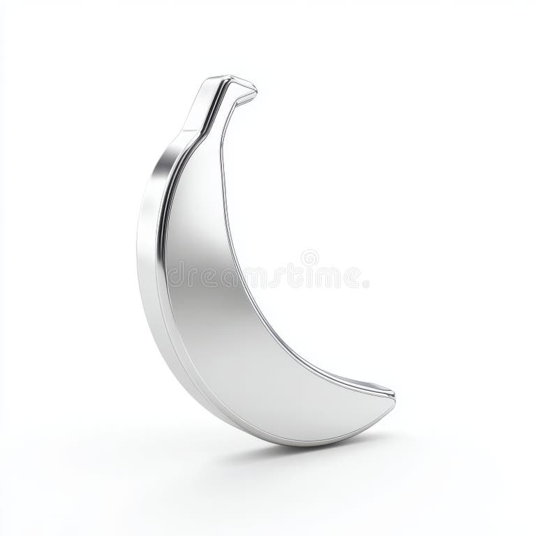 3D Render of a Shiny Silver Banana on White Background Stock ...