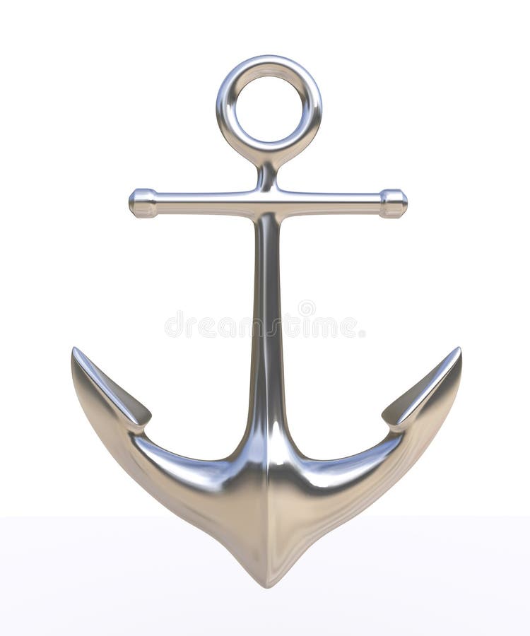 3d Render of Shiny Steel Anchor with Chrome Link Chain Stock ...