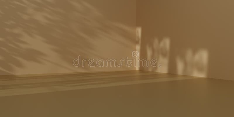 3D Render Shiny Yellow Empty Room with Light and Shadow on Studio ...