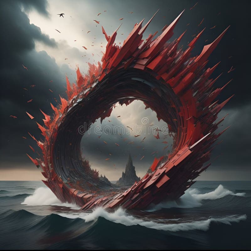 3D Render of a Ship Wreck on the Sea in the Storm Stock Illustration ...