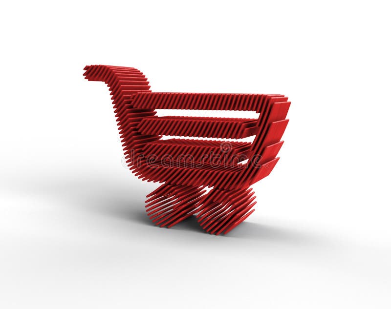 3D Render Shopping Cart Icon Line Pattern Illustration Stock ...