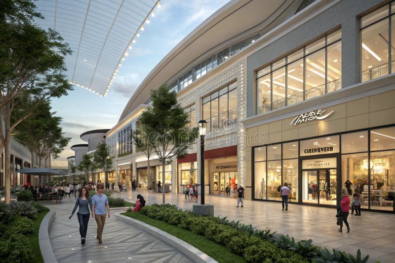 3D Render of Shopping Center Stock Illustration - Illustration of ...