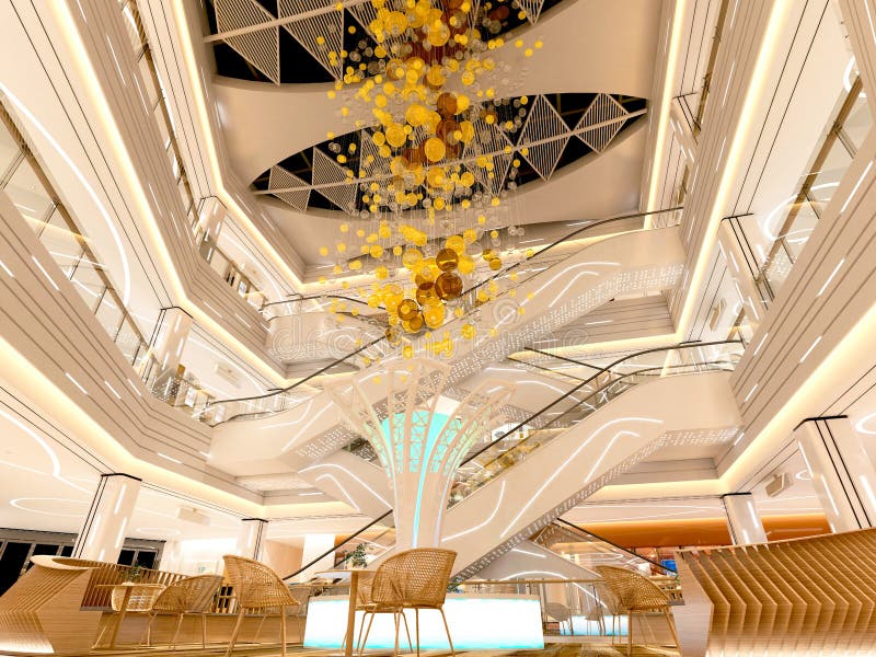 Hall in Megamall Shopping Center in a Modern Style. Stock Illustration ...