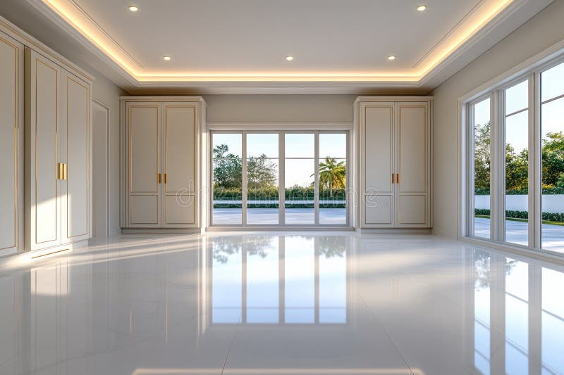 Cabinet Clad Interior - 3D Render of Room with Stylish Storage Stock ...