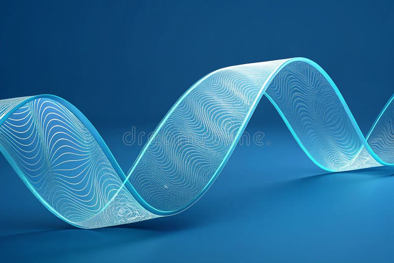 3D Render of Light Blue Curved Frosted Glass with Gradient Color on ...