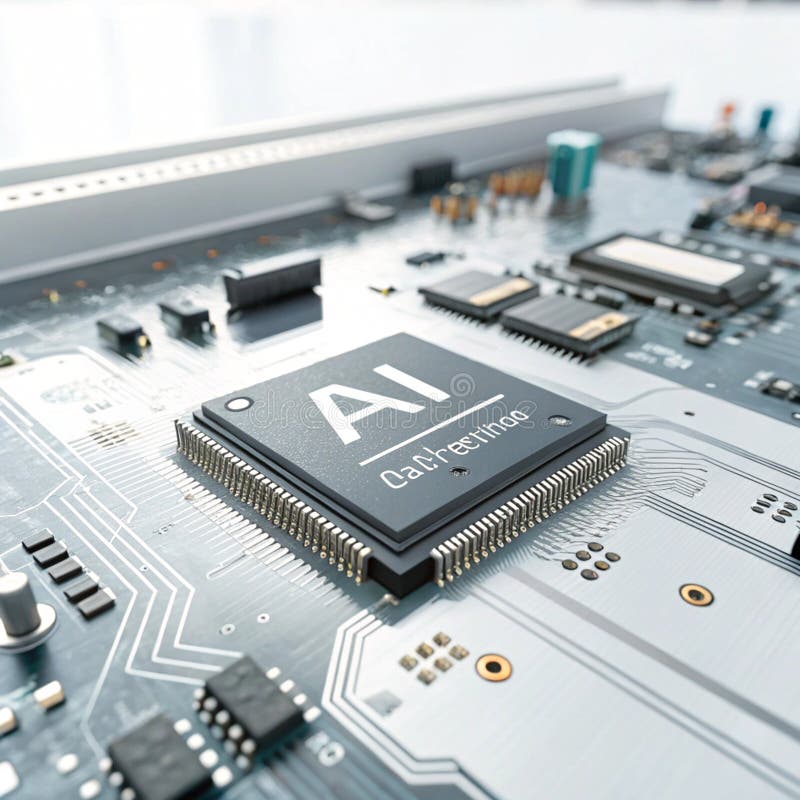 3D Render of AI Technology on CPU Chipset Stock Illustration ...