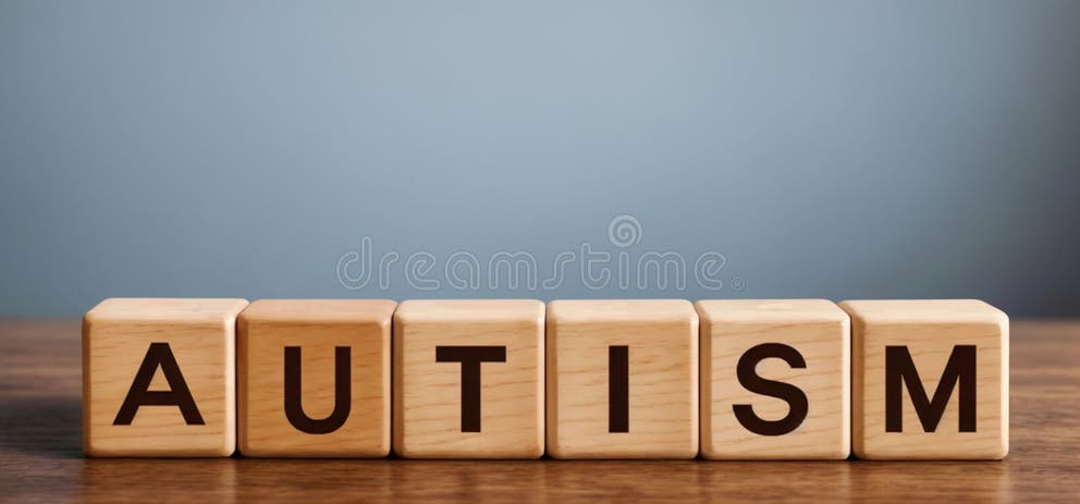3D Render Showcasing Cube Blocks with the Word Autism. Illustrates the ...