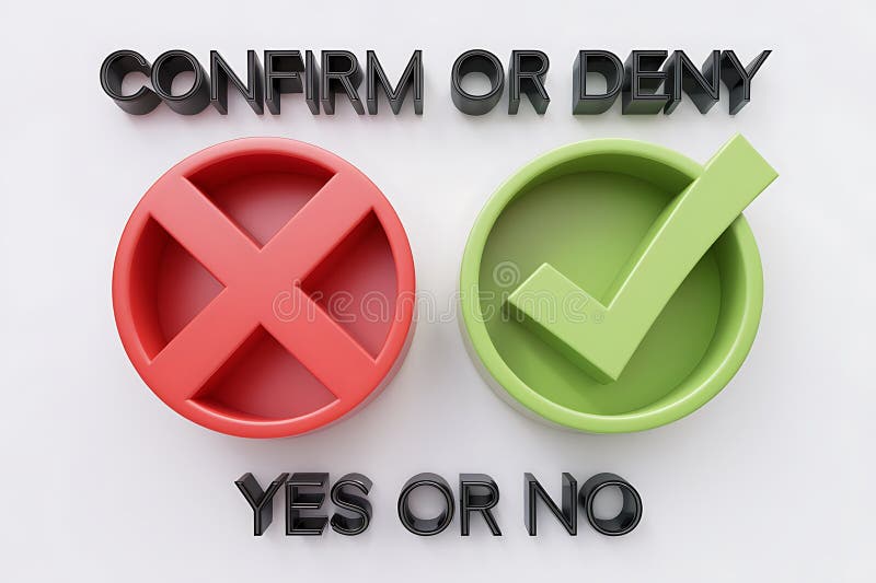 Confirm or Deny Red Cross, Green Check, Yes or No Decision Stock ...