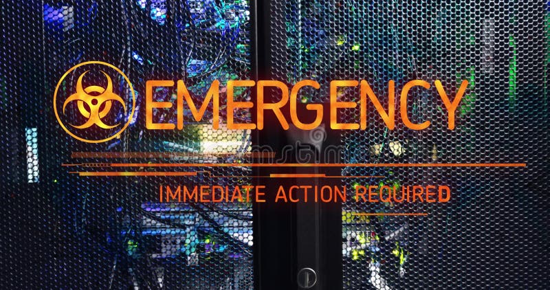 3D Render Showing Server Cabinet Mesh Panel with Biohazard Warning ...