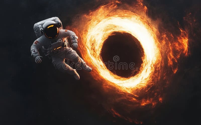 This 3D Render Shows an Astronaut Viewing a Black Hole and Event ...