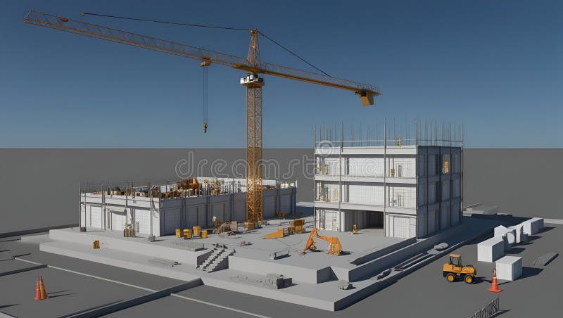 Detailed Architectural Blueprint Wireframe Displaying Multi-Level ...