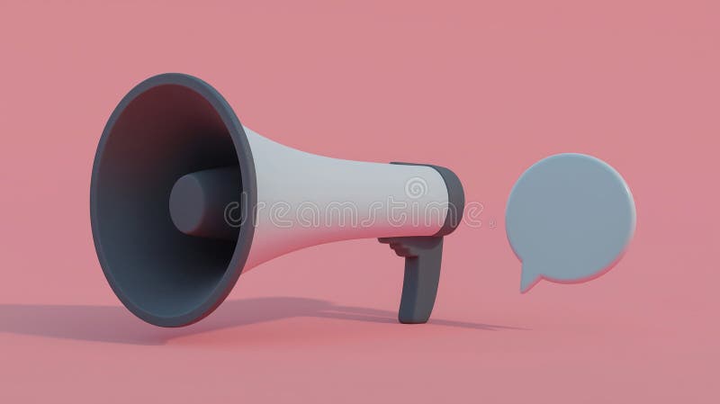 3d Render Shows Megaphone, Speech Bubble. Blank Space for Adding Text ...