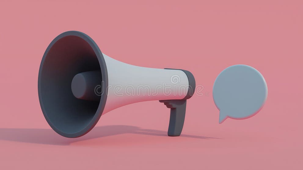 3d Render Shows Megaphone, Speech Bubble. Blank Space for Adding Text ...