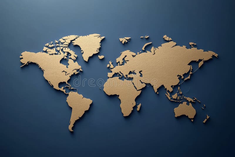 This 3D Render Shows the World Map with Its Features Extruded Stock ...