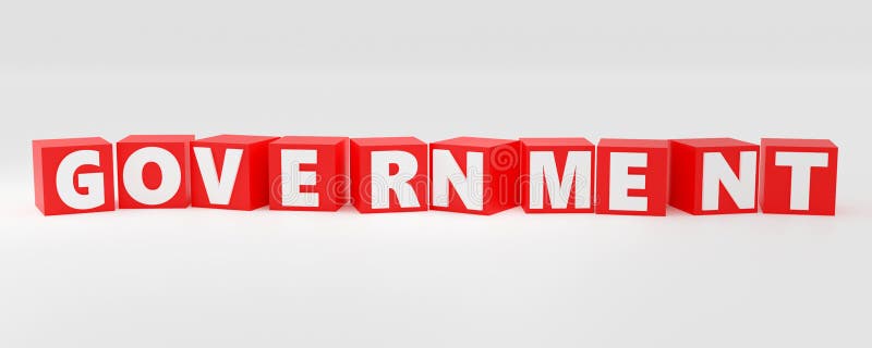 3d Render Sign Government on Red Cubes and Light Background. Simple ...