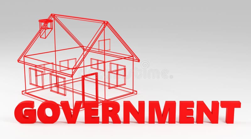 3d Render Sign Government Red Text and Light Background. Simple ...