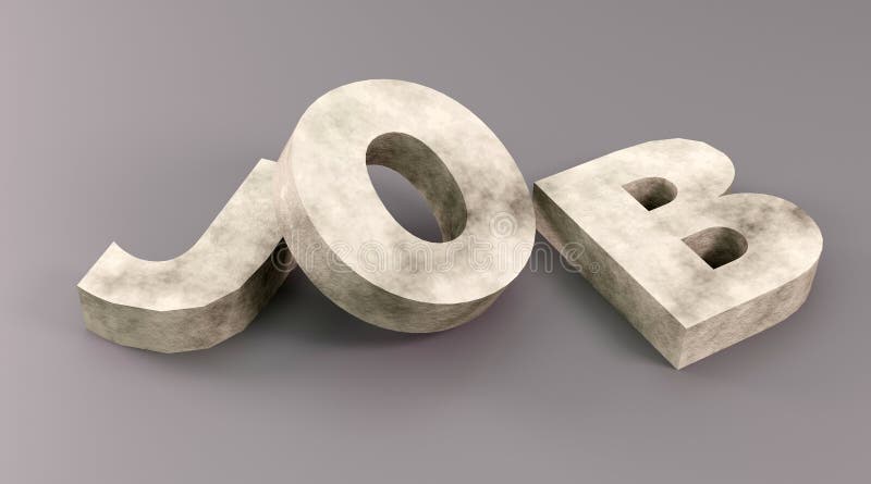 3d Render Sign Job Concrete Text and Grey Background. Simple Minimalism ...