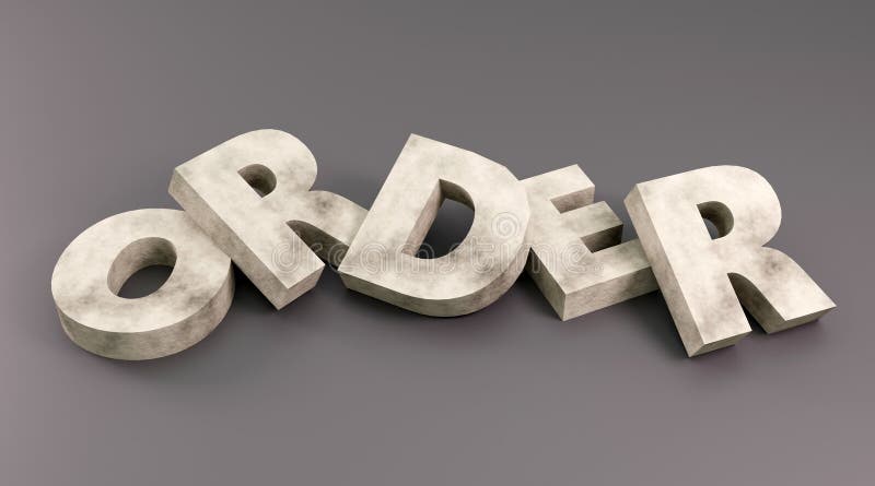 3d Render Sign Order Concrete Text and Grey Background. Simple ...