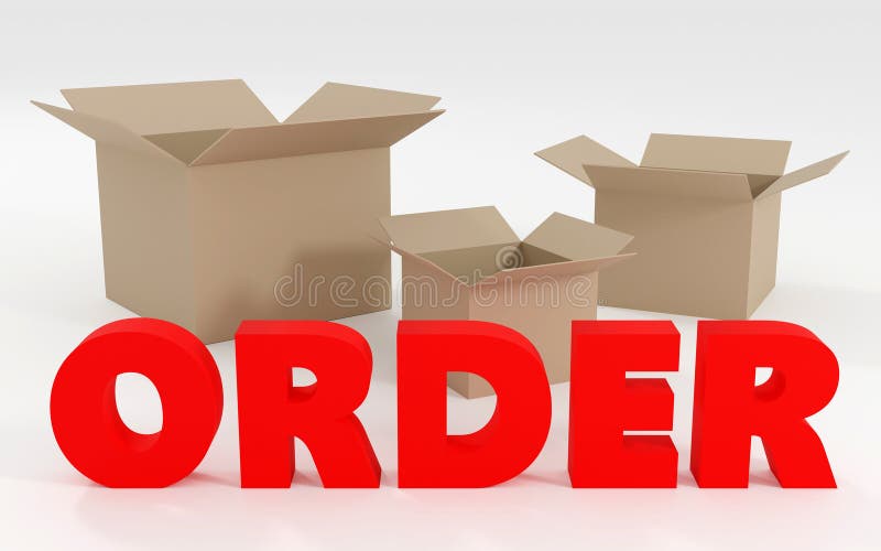 3d Render Sign Order Red Text and Grey Background. Simple Minimalism ...