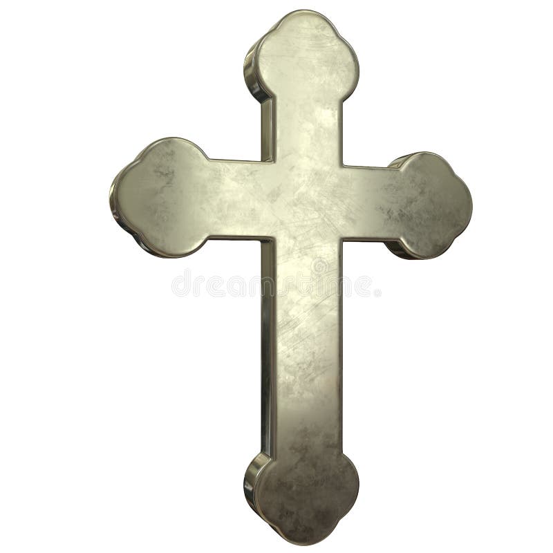 3D render of silver cross stock illustration. Illustration of christian ...