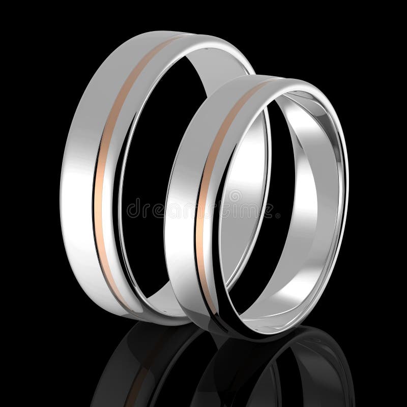 3D Render of Silver Wedding Rings Stock Illustration - Illustration of ...