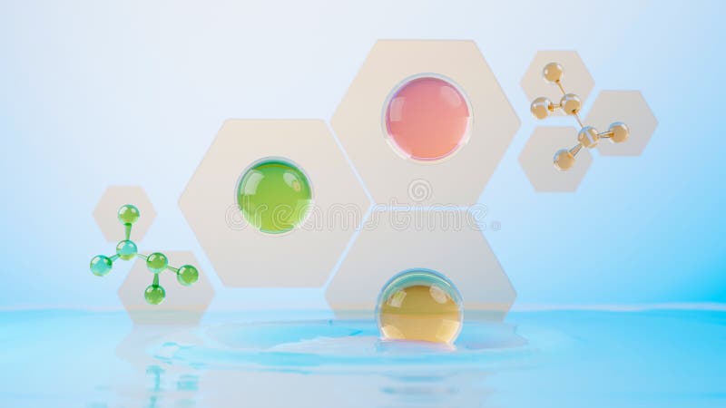 3d Render of Simple Chemical Bond in Side Cell or Molecules. the ...