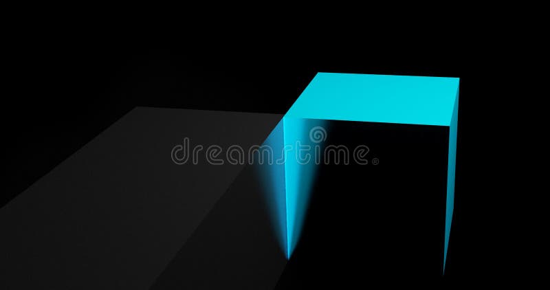 Render with Simple Minimal Background with Blue Cube and Black ...