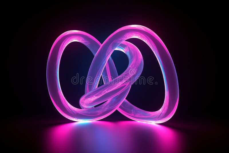 3d Render, Simple Neon Background, Abstract Wallpaper with Wavy Ribbon ...