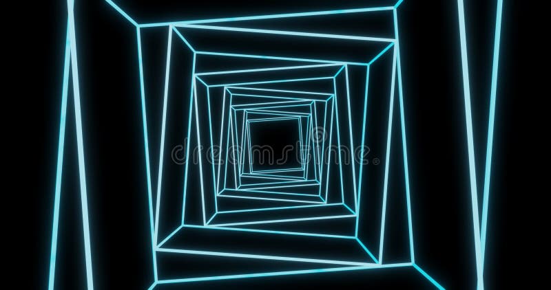 Render with Simple Neon Blue Cubes on Black Background Stock ...