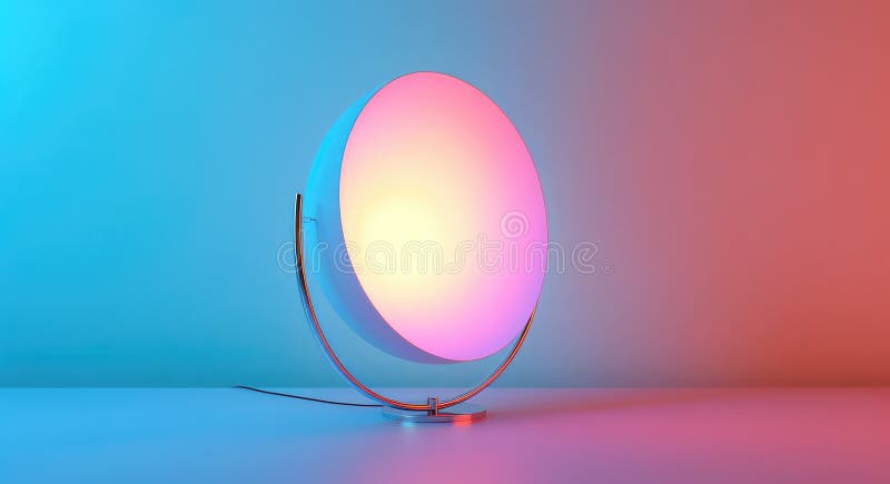 3D Render of Simple White Plastic Light Blue Oval Shape Table Lamp with ...