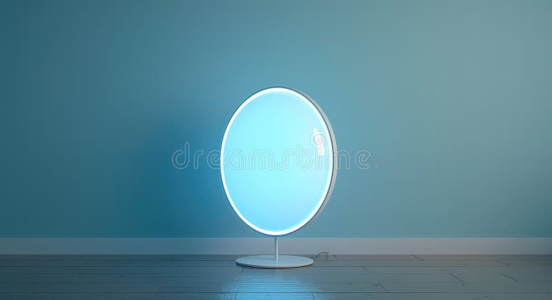 3D Render of Simple White Plastic Light Blue Oval Shape Table Lamp with ...
